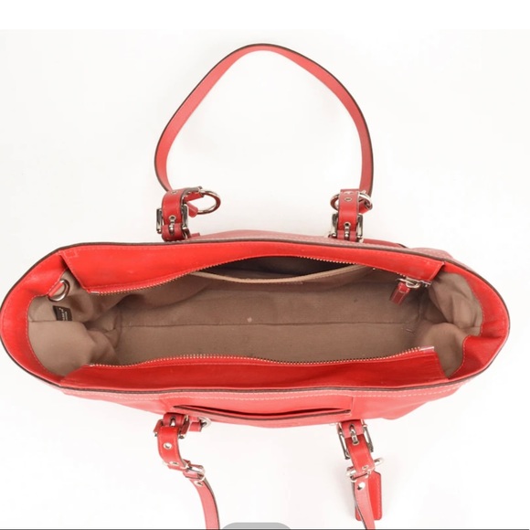 Coach | Bags | Coach Red Leather Handbag Tote | Poshmark